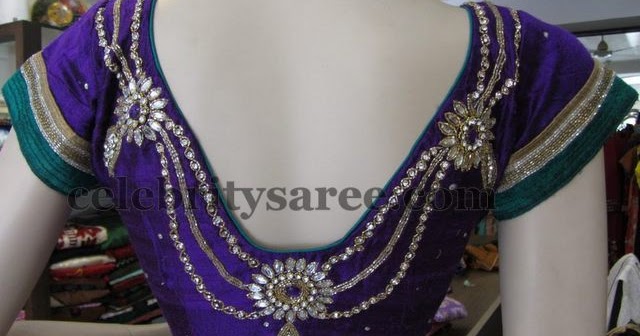 White Stones Work Silk Designer Blouses - Saree Blouse Patterns
