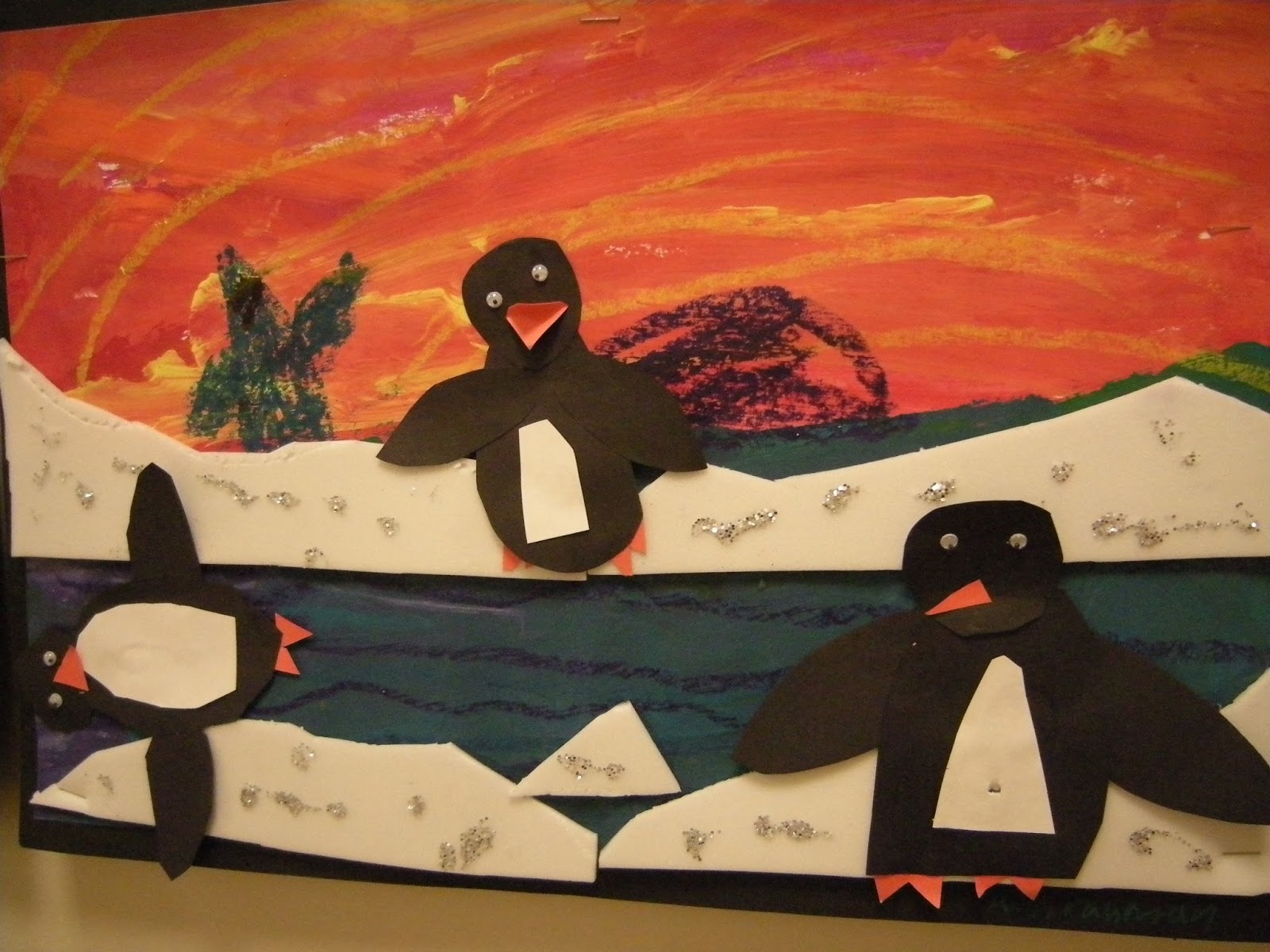 Artolazzi: Penguin Collage (with warm/cool background)