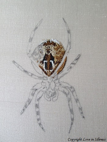 Love In Idleness hand embroidery: Spider