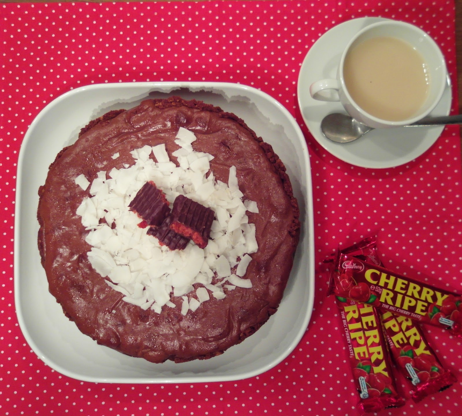 Nat ate.....: Baked Cherry Ripe chocolate cheesecake