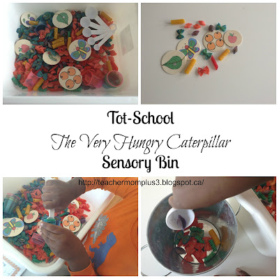 TeacherMomPlus3: Tot-School The Very Hungry Caterpillar Sensory Bin Day 3