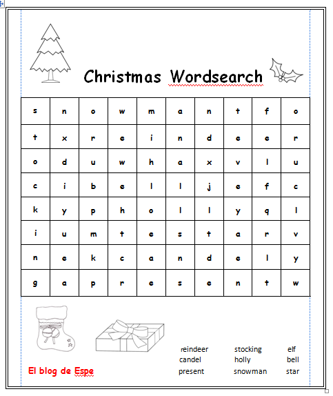 El Blog de Espe: Christmas wordsearch. Para reforzar vocabulario de la ...