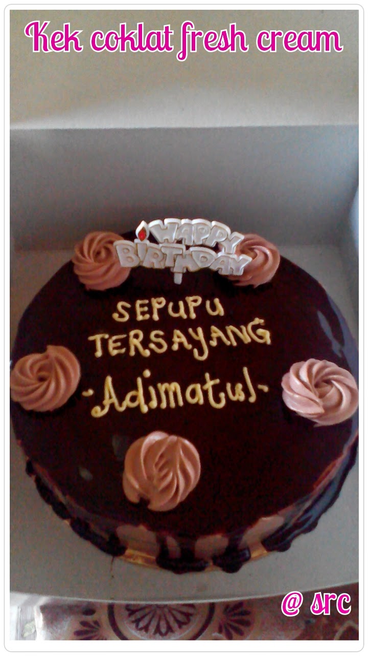 Sweet red cherry: Surprised birthday cake: Kek coklat fresh cream