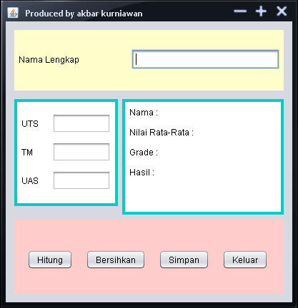 Aplikasi penentu nilai mahasiswa (java GUI) | IMK,PBO DAN IPA