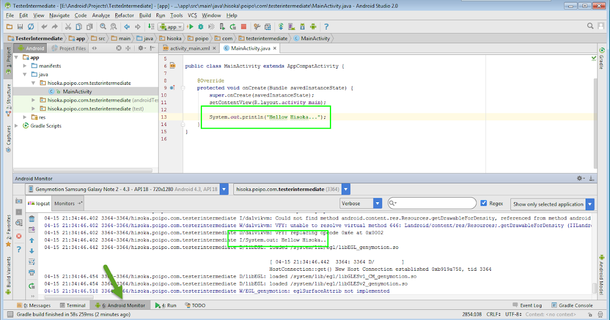 Dimensi TutupBotol: Println Java in Android Studio