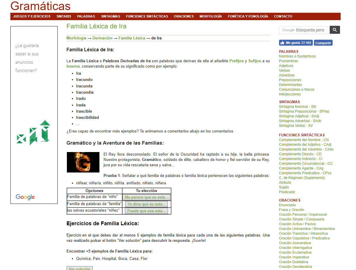 Area de Lengua Española: Gramatica y Sintaxis