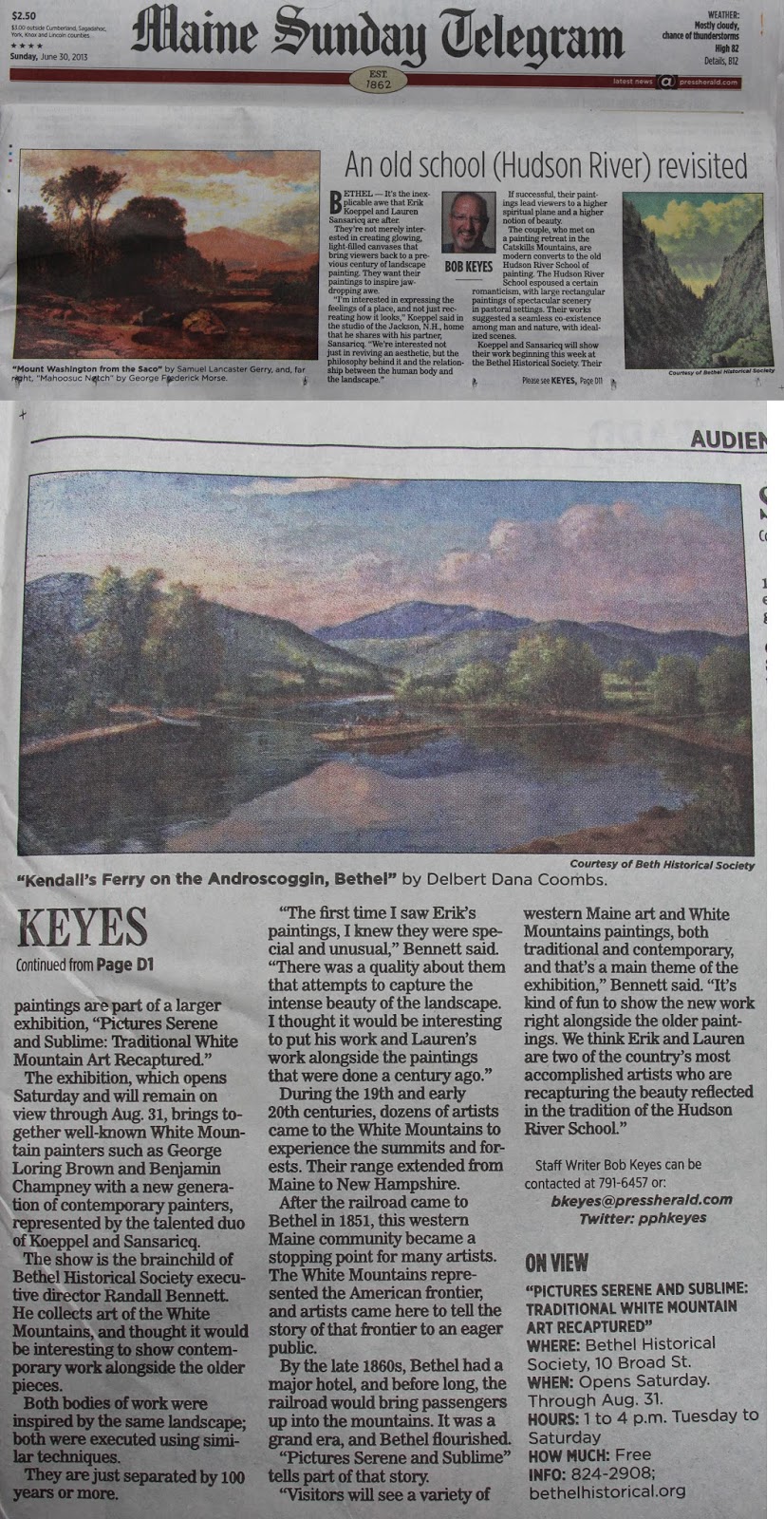 ERIK KOEPPEL: Maine Sunday Telegram June 30th, 2013
