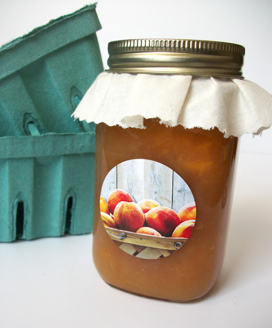 Colorful Adhesive Canning Jar Labels: Peach Jam Canning Jar Labels