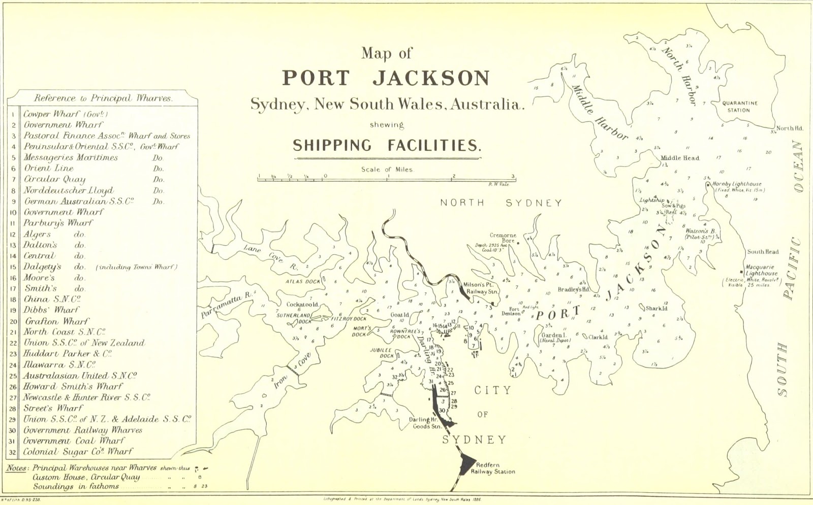 Map of Port Jackson, Sydney, Showing Shipping Facilities in 1895 ...
