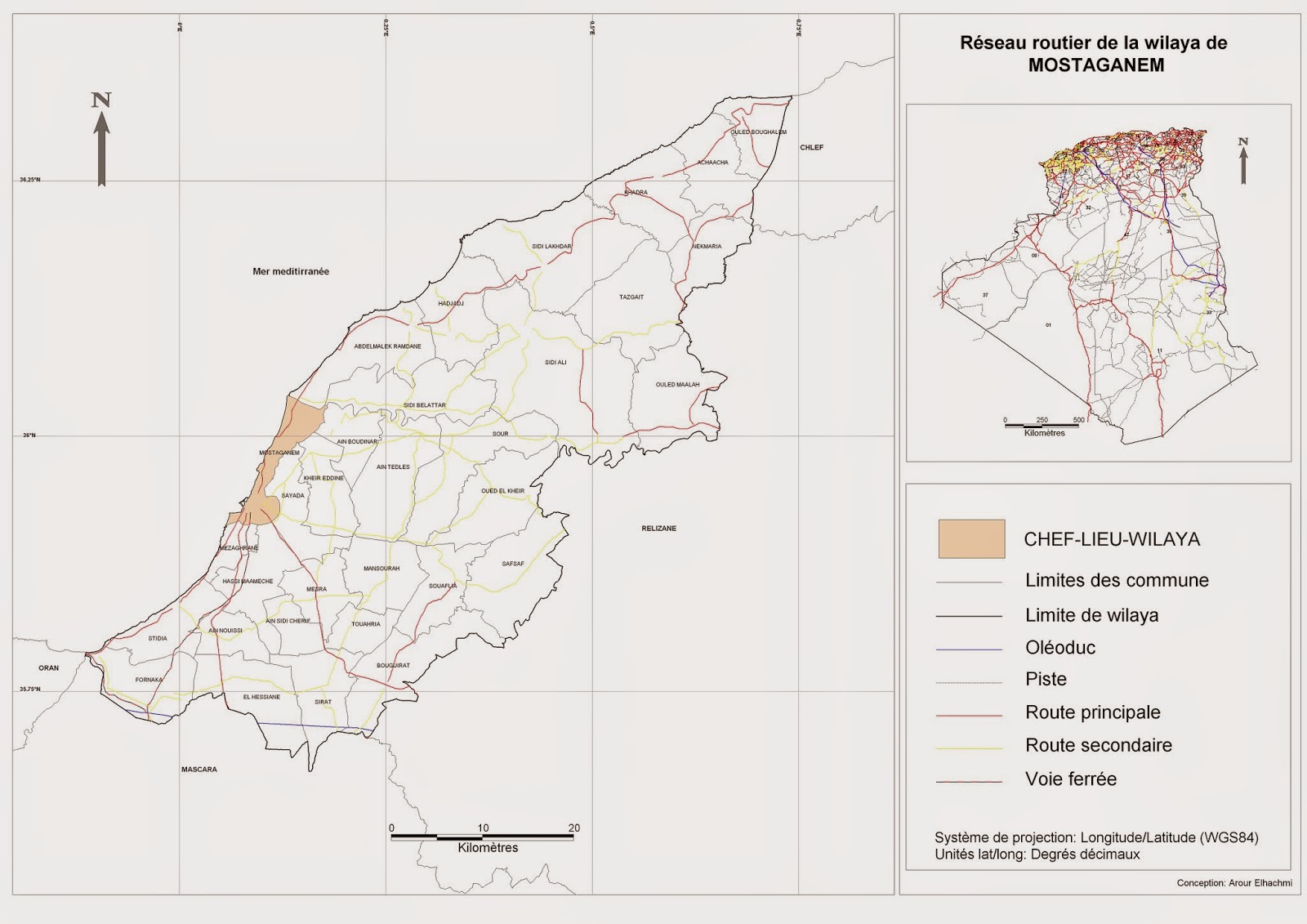 Découpage administratif de l'Algérie & Monographie: Carte du réseau ...
