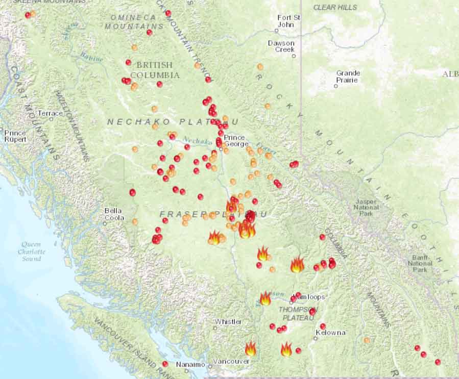 Blog Borg Collective: British Columbia Active Wildfires 2017 Map