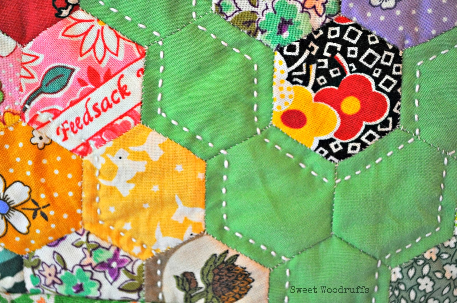 Sweet Woodruffs: Mini Hexi Scrap Quilt ~ English Paper Piecing