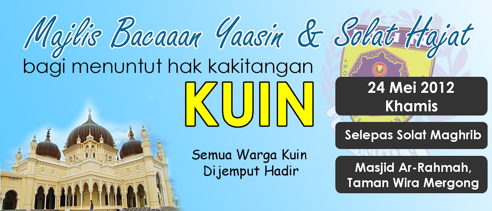 BERITA KUIN.BLOGSPOT.COM: SOLAT HAJAT BACA YASIN: SEMUA WARGA KUIN ...