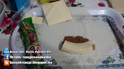 Resepi Popia Banana Cheese Chocolate (SbS) | Resepi Tutorial Terbaek