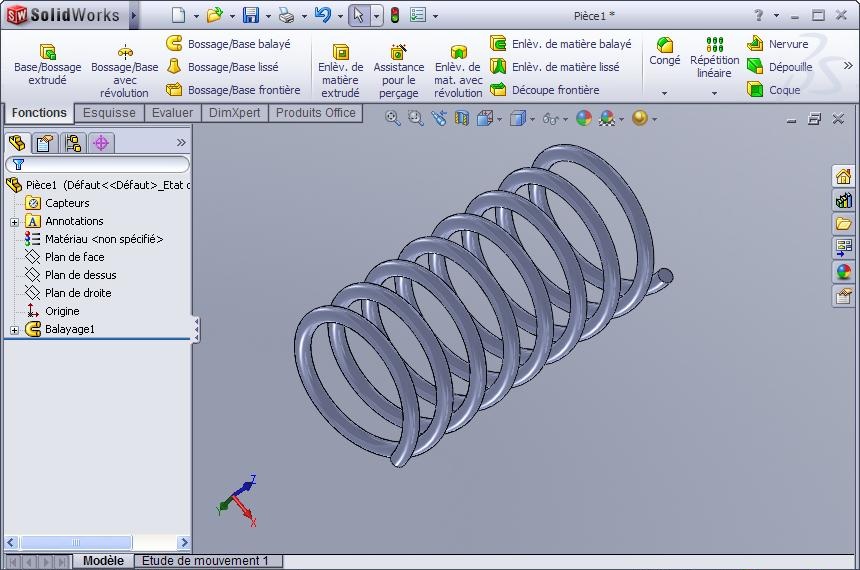3D Design: Dessiner un ressort et l'animer.