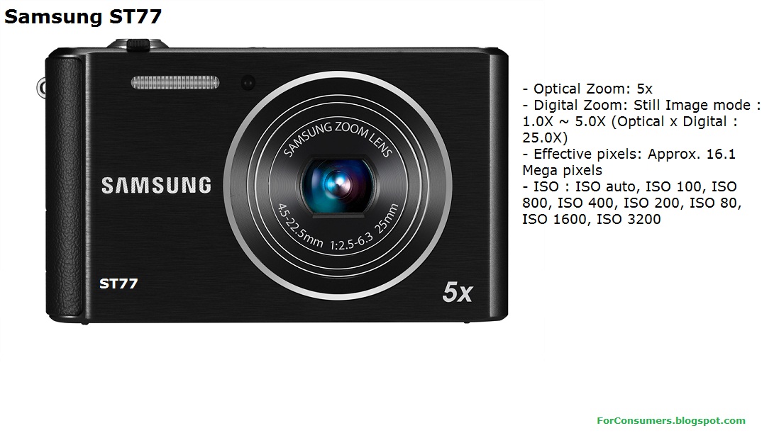 Samsung ST77 digital camera specifications