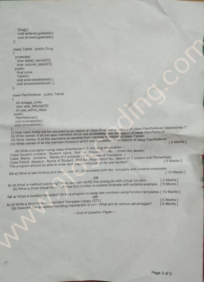 Cse 202 Object Oriented Programming C Programming Lpu End Term Question Paper