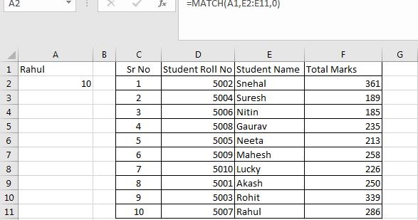 Free Advanced Excel Course Online: How to use MATCH Function (Formula ...
