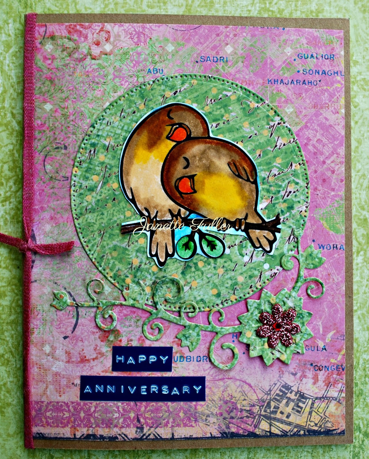 Janette Fuller: Handmade Love Birds Card
