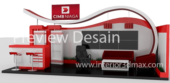 JASA DESAIN 3D INTERIOR GAMBAR EKSTERIOR: Design booth lounge CIMB ...