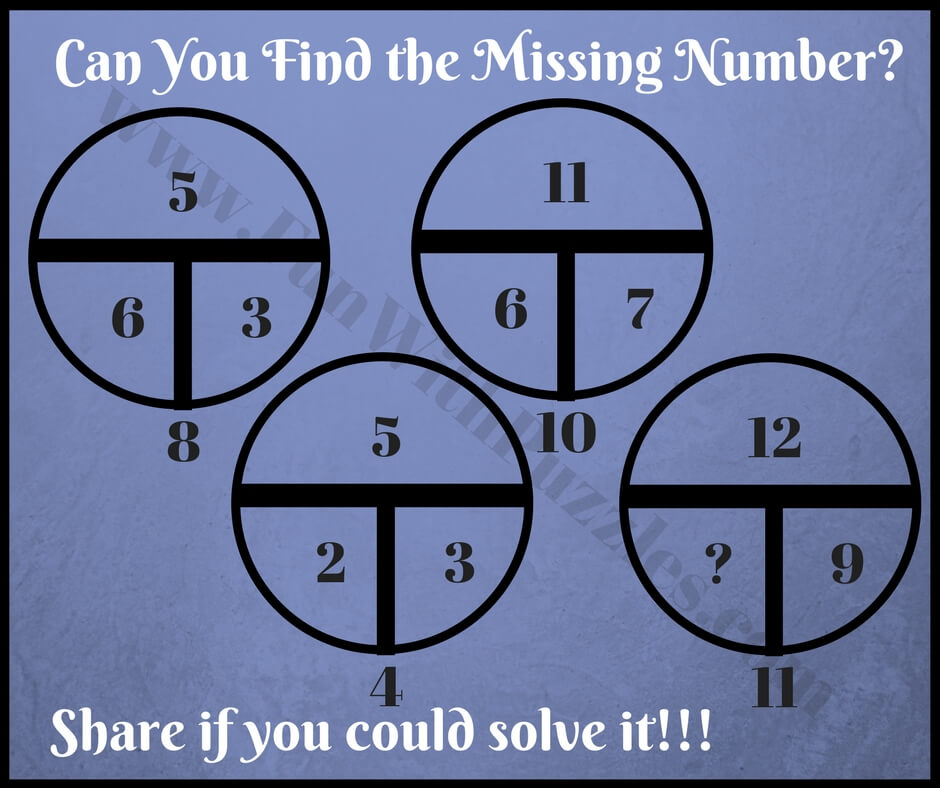 Circle Math Puzzles with Answers to Find Missing Number