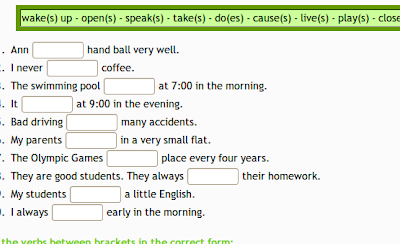 Ejercicios con el presente simple.-Inglés fácil para primaria