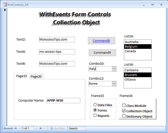 WithEvents and All Form Control Types ~ LEARN MS-ACCESS TIPS AND TRICKS