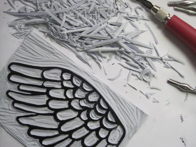 my collage art ~ nancy lefko: First Linocut Stamp