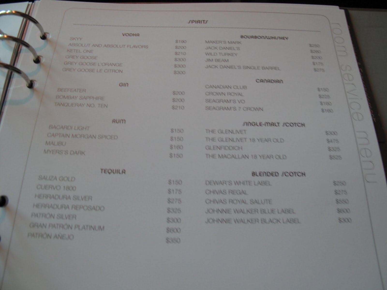 LAS VEGAS DAZE: THEHotel at Mandalay Bay Room Service Menu