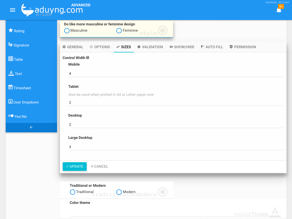 Rethink Workflow Support: Responsive Field Display Width