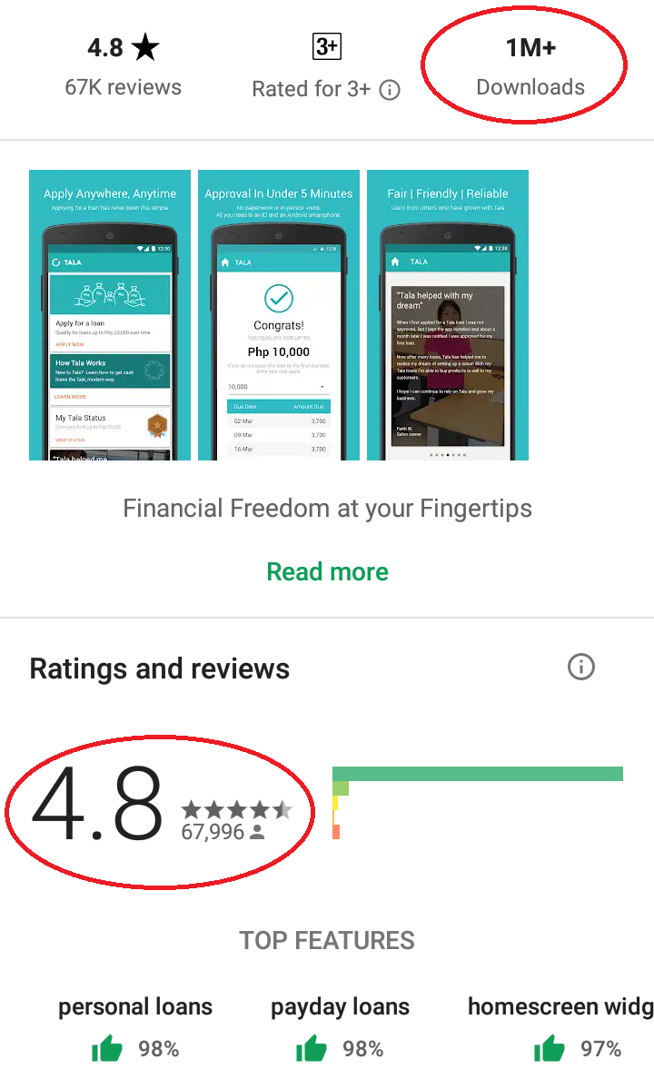 Tala - Update Your App and 1M Downloads - USAPANGPERA.PH