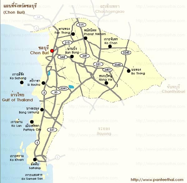 Chonburi Map - Chonburi Travel Guide ท่องเที่ยว ชลบุรี: Chonburi Map