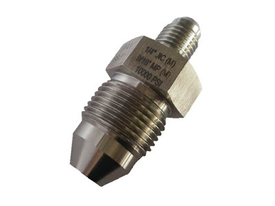 Autoclave Adapters: SS 316 Adapter, 1/4" JIC (M) x 9/16" MP (M), 10000 PSI
