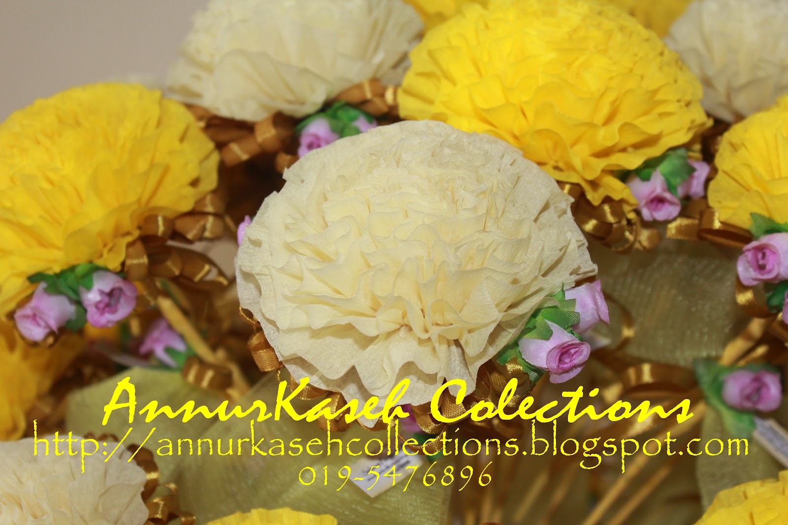 ~Bunga Telur Tisu (kuning+krim+gold)~ | ANNURKASEH COLLECTIONS ...