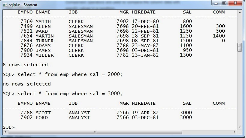 SQL REAL TIME EXAMPLES AND SCENARIOS: SQL Comparison Operator With ... SQL REAL TIME EXAMPLES AND SCENARIOS: SQL Comparison Operator With ...