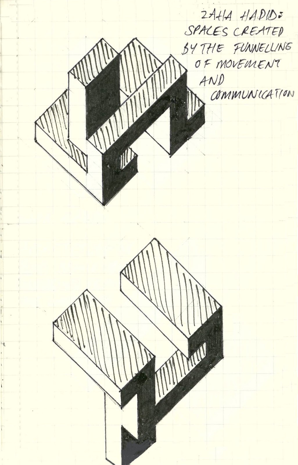 Lillian Xiao: EXP2: 18 Sketch Axonometrics