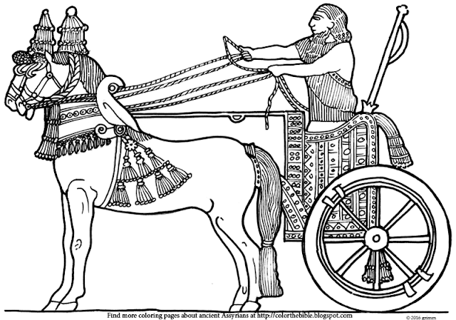Assyrian horses and cart | Color The Bible