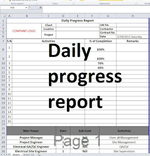 Daily progress report construction excel - Civil engineering program
