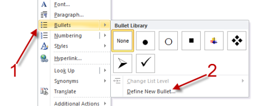 How to Create a Custom Bullet in MS Word Document