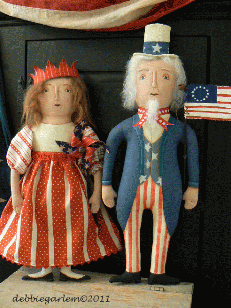 Prim Nest: Uncle Sam and Lady Liberty Dolls