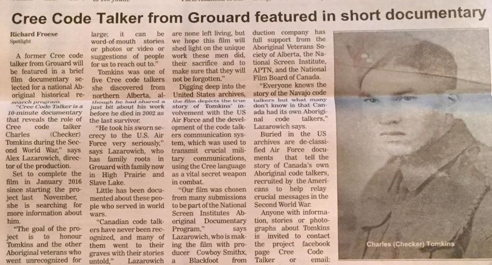 White Wolf : Documentary honours secret Cree code talkers of Second ...