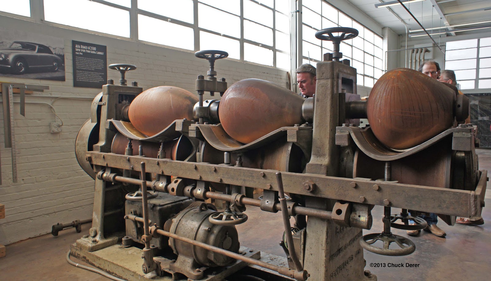 This machine is used to shape fenders for classic roadsters by Cooper ...