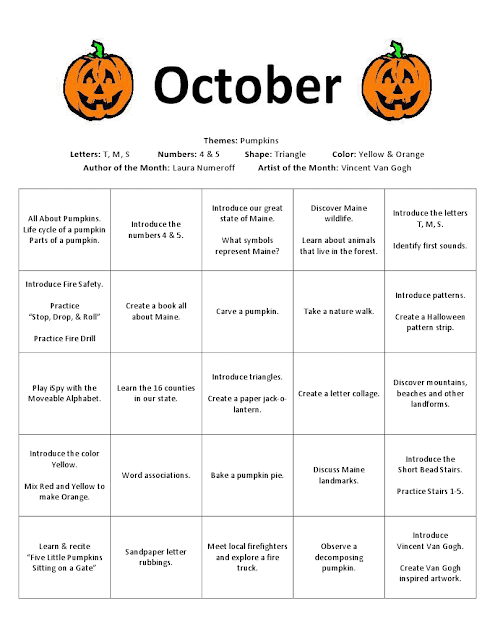 Chasing Bubbles: October Activity Calendar