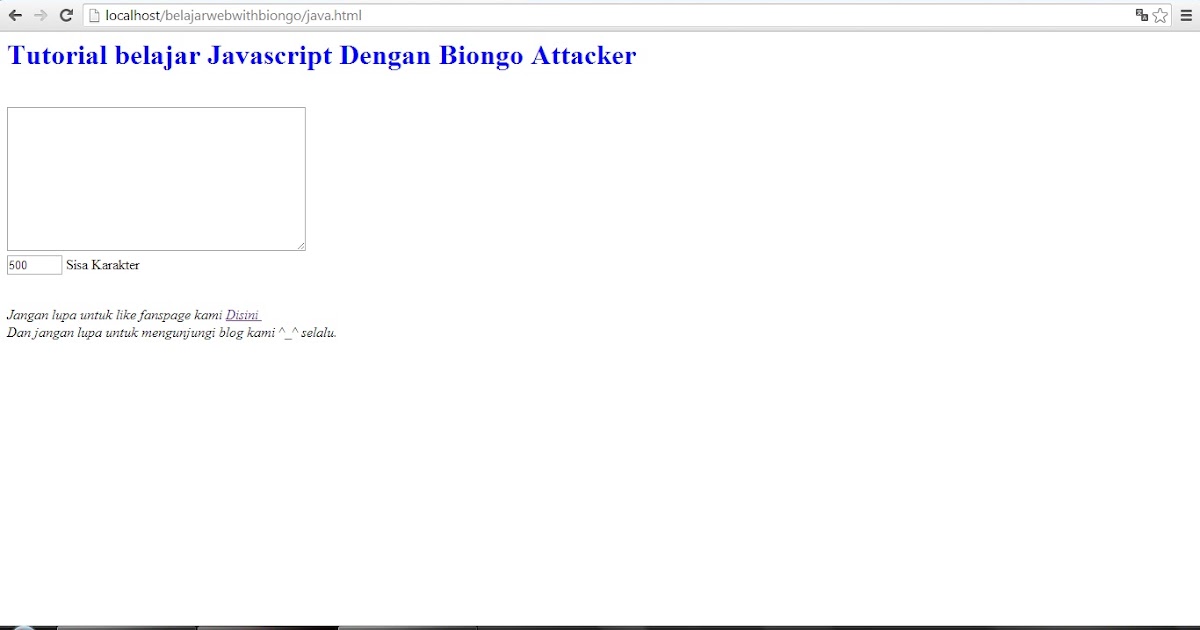 Cara membuat textarea membatasi dan menghitung karakter dengan bantuan javascript - Biongo Attacker