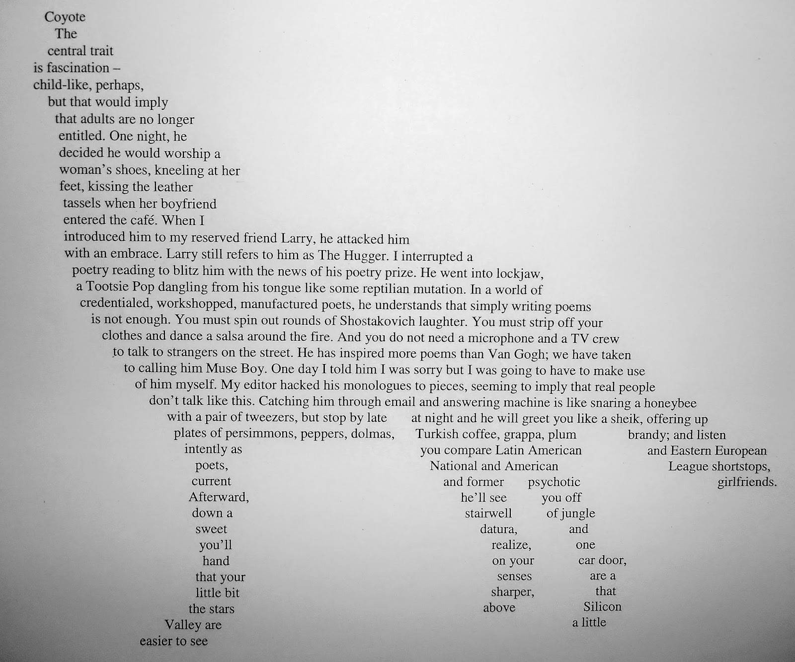 Writerville: Shape Poem: Coyote
