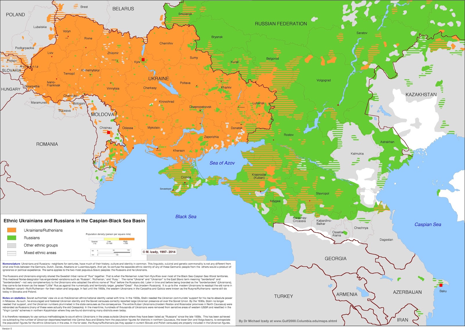 Ethnic Ukrainians & Russians in the Caspian-Black sea basin - Vivid Maps