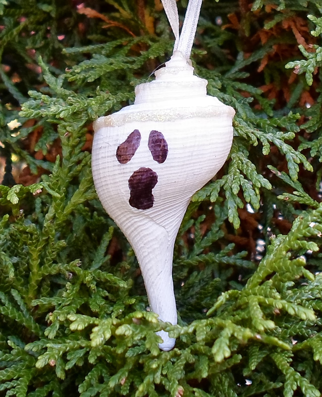Happier Than A Pig In Mud: Sea Shell Ghost Halloween Ornament or Decoration