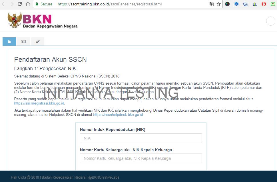 Ini Klarifikasi BKN Terhadap Situs Training Pendaftaran Akun SSCN 2018