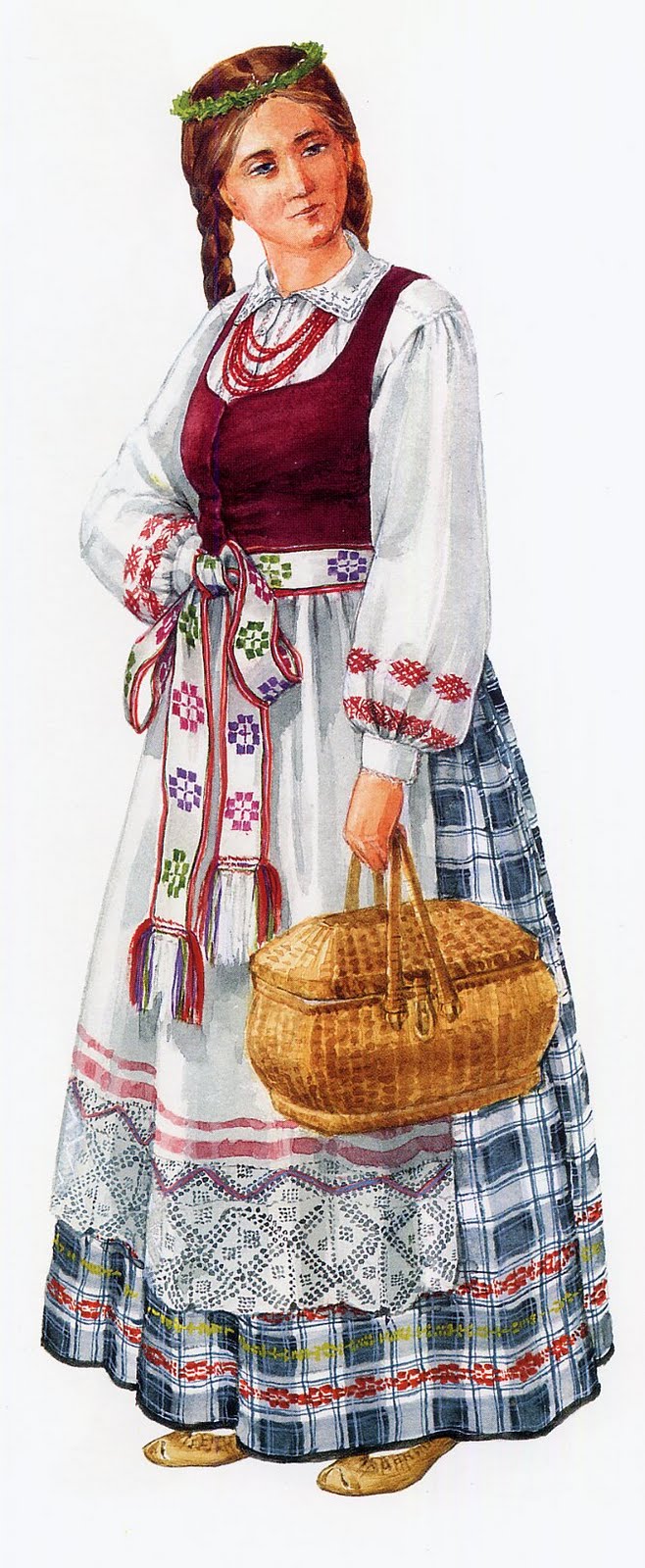 FolkCostume&Embroidery: Costume of Dzukija province, Lithuania