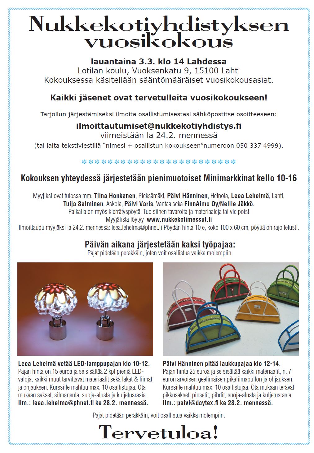 Nukkekotiyhdistys: Yhdistyksen vuosikokous ja Minimarkkinat 3.3.2018 ...